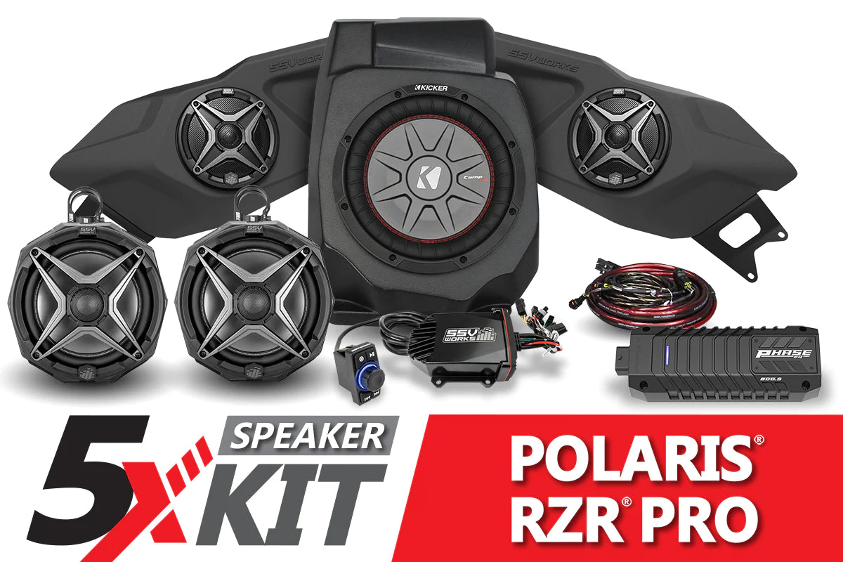SSV WORKS Phase X SSV 5-Speaker Plug-&-Play System Polaris RZR Pro 202 | Dirt Warrior Accessories